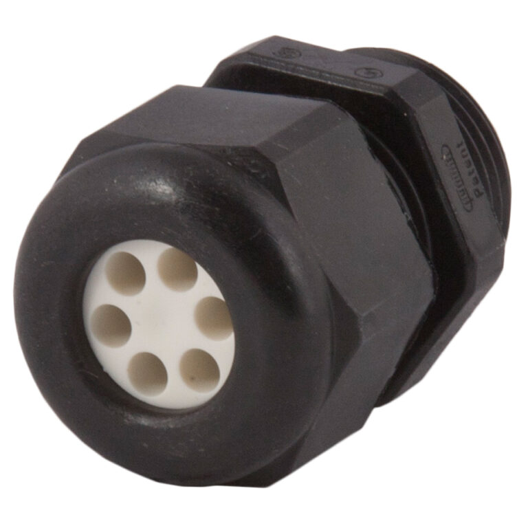 Strain Relief, Multi-Hole, Dome Top, Gray Nylon, 1"NPT, Holes: 6 x .26 ...